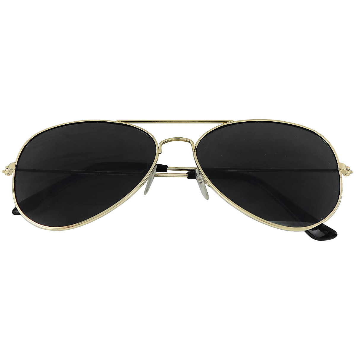 Skeleteen Black Gold Aviator Sunglasses - Military Style Dark Sun Glasses with Gold Metal Frame and UV 400 Protection