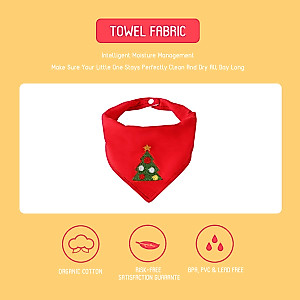 Little Dimsum Baby Bandana Drool Bib for Christmas Baby Bibs Boys & Girls Super Absorbent 100% Organic Cotton Baby Bandana Baby Gift Set for Teething Drooling(Christmas 4-Piece Bib