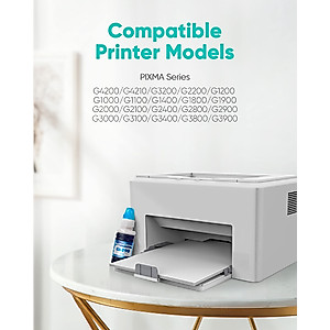 GI-290 Refill Ink Bottles Kit Replacement for Canon GI-290 for PIXMA G4200, PIXMA G3200, PIXMA G4210, PIXMA G2200, PIXMA G1200 Printer Tray (1 Black,1 Cyan,1 Magenta,1 Yellow, 4 Pack)