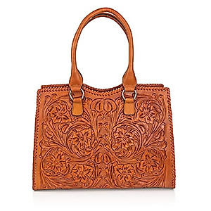 Mauzari Carlotta Women's Extra Large Tooled Leather Tote (Chestnut)
