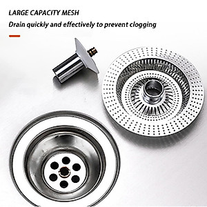 KUNMNGF Kitchen Sink Stopper,Sink Stopper Kitchen Drain,Sink Stopper,Sink Strainer,Sink Drain,Stainless Steel Kitchen Sink Pop-Up Core Strainer,Bathtub Sink Strainer for Kitchen,Bathroom, Silver