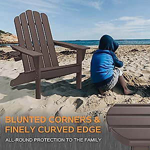 DAILYLIFE Adirondack Chair, Plastic All-Weather Resistant Outdoor Chairs with Cup Holder for Patio, Porch, Garden, Poolfront, Balcony, Firepit Backyard & Lawn Furniture Seating Grayish Brown