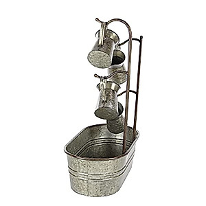 Deco 79 Metal Fountain with Watering Cans, 24" x 13" x 34", Gray
