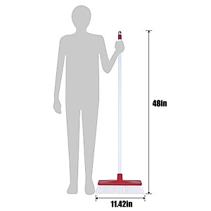 AKOMA Lightweight Push Broom Stiff Cleaning Brush with Adjustable Handle Deck Scrub Brush for Cleaning Bathroom Shower Tile Floor Driveway Garage Patio Carpet Outdoor Scrubber Brushes