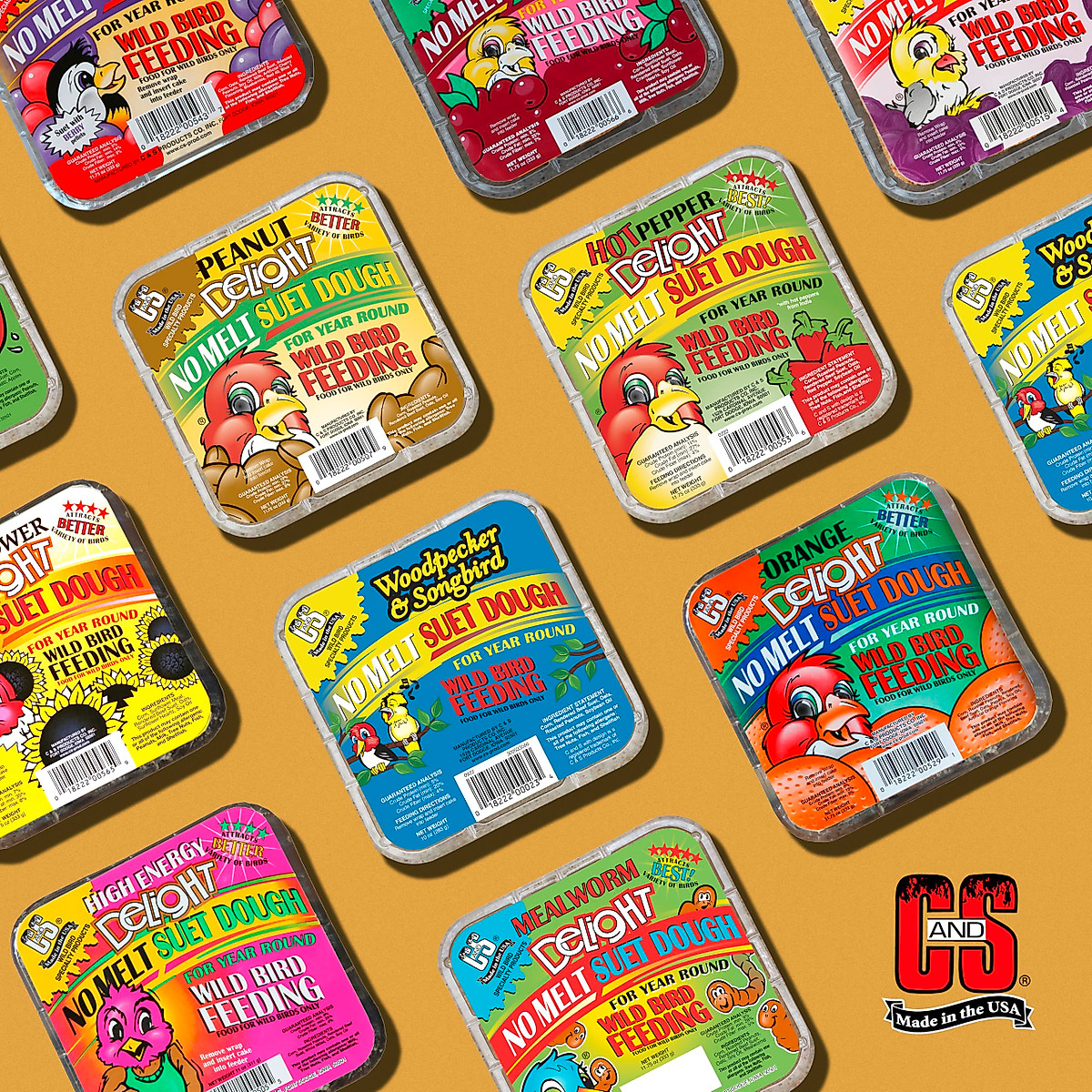 C&S Peanut Delight No Melt Suet Dough 11.75 Ounces, 8 Pack