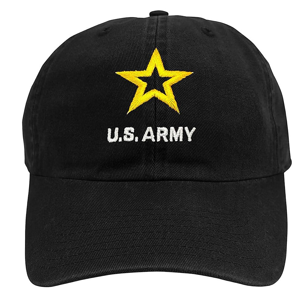 Popfunk Official Army Logo On Camo Dad Hat - The U18 Adjustable Relaxed-Fit Cap - Unisex for Men and Women, Black