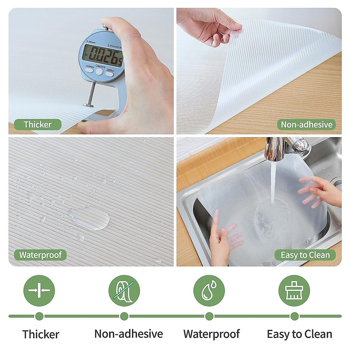 wohomuke Shelf Liners 19 inch x 20 ft Shelf Liners for Kitchen cabinets nonstick Shelf Lining Drawer Mats EVA Protector for Cupboard (Clear Ribbed,19 inch x 20 ft)