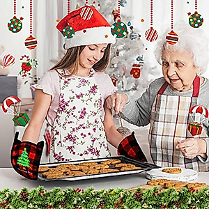 6 Pcs Red and Black Buffalo Plaid Pot Holders Heat Resistant Christmas Potholders with Pocket Reusable Oven Mitts Christmas Hot Pads for Kitchen Decoration Cooking Baking BBQ (Snowman)