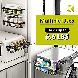 KAFAHOM Magnetic Spice Rack for Refrigerator, 4 Pack Spice Racks Organizer, Magnet Spice Rack Saves Space in Fridge, Kitchen Spice Storage Rack,Black