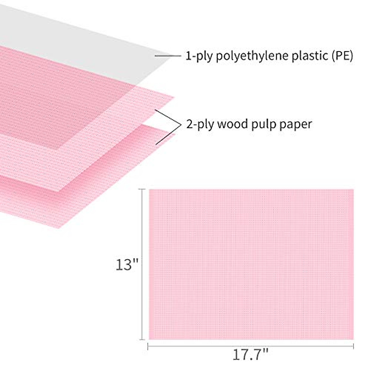 Annhua Dental Bib Polyback Towel Waterproof Patient Bibs Measuring Paper Napkins for Dental Clinic, Tattoo Piercing, Feeding, Soft and Fluid Resistant - 13'' x 18" - Pink (125)