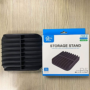 FENGCHUANG Game Disk Storage Rack Storage Rack, Game Bracket Accessories,for PS5 DE/UHD/PS4/XBOX Series of Game Disk Storage Racks,16 Slots,Black