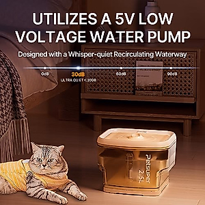 Petsuper Cat Water Fountain, 88oz/2.5L Pet Water Fountains, Ultra Quiet Water Fountain for Cats Inside with Filter, Translucent Water Tank, Dog Water Dispenser for Cats and Small Dogs