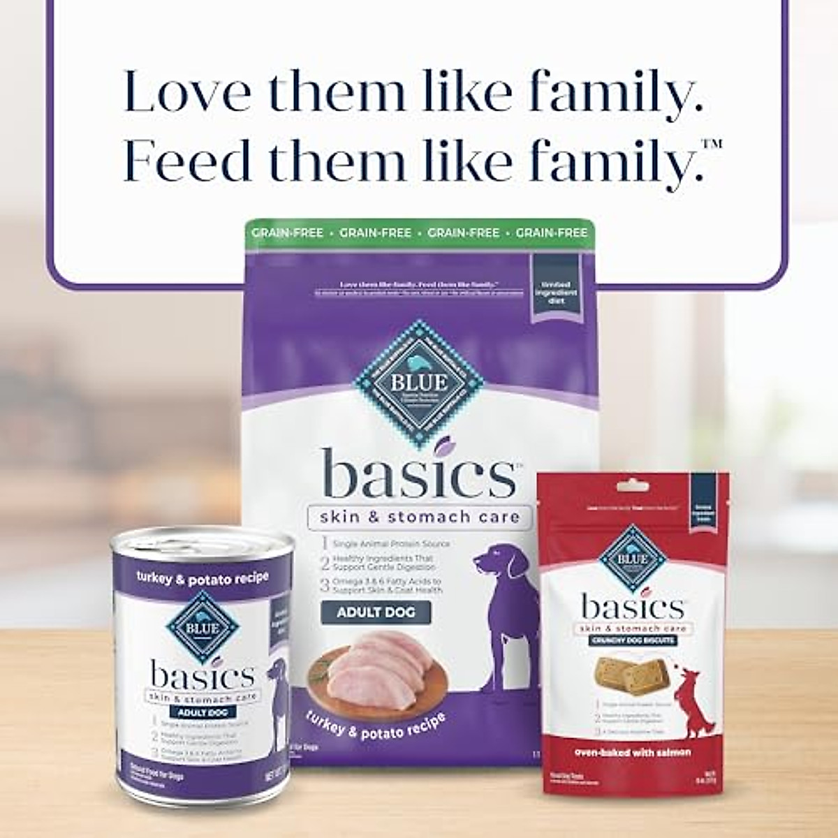 Blue Buffalo Basics Adult Grain-Free Dry Dog Food for Skin & Stomach Care, Limited Ingredient Diet, Made in the USA with Natural Ingredients, Turkey & Potato Recipe, 11-lb. Bag