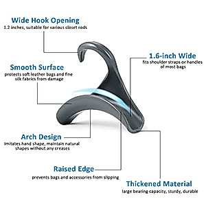 DricRoda Purse Handbag Hanger Hook, Purse Handbag Closet Organizer Storage Hook, Portable Plastic Closet Rod Hanger Rack Holder for Purses Bags Hats Ties Silk Scarves Belts, Space Saving, 6 Pack