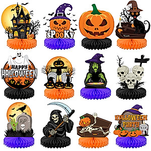 KatchOn, Scary Halloween Centerpieces - Pack of 12 | Halloween Table Centerpieces, Halloween Table Decor | Halloween Honeycomb Decorations for Halloween Decorations | Halloween Centerpieces for Tables