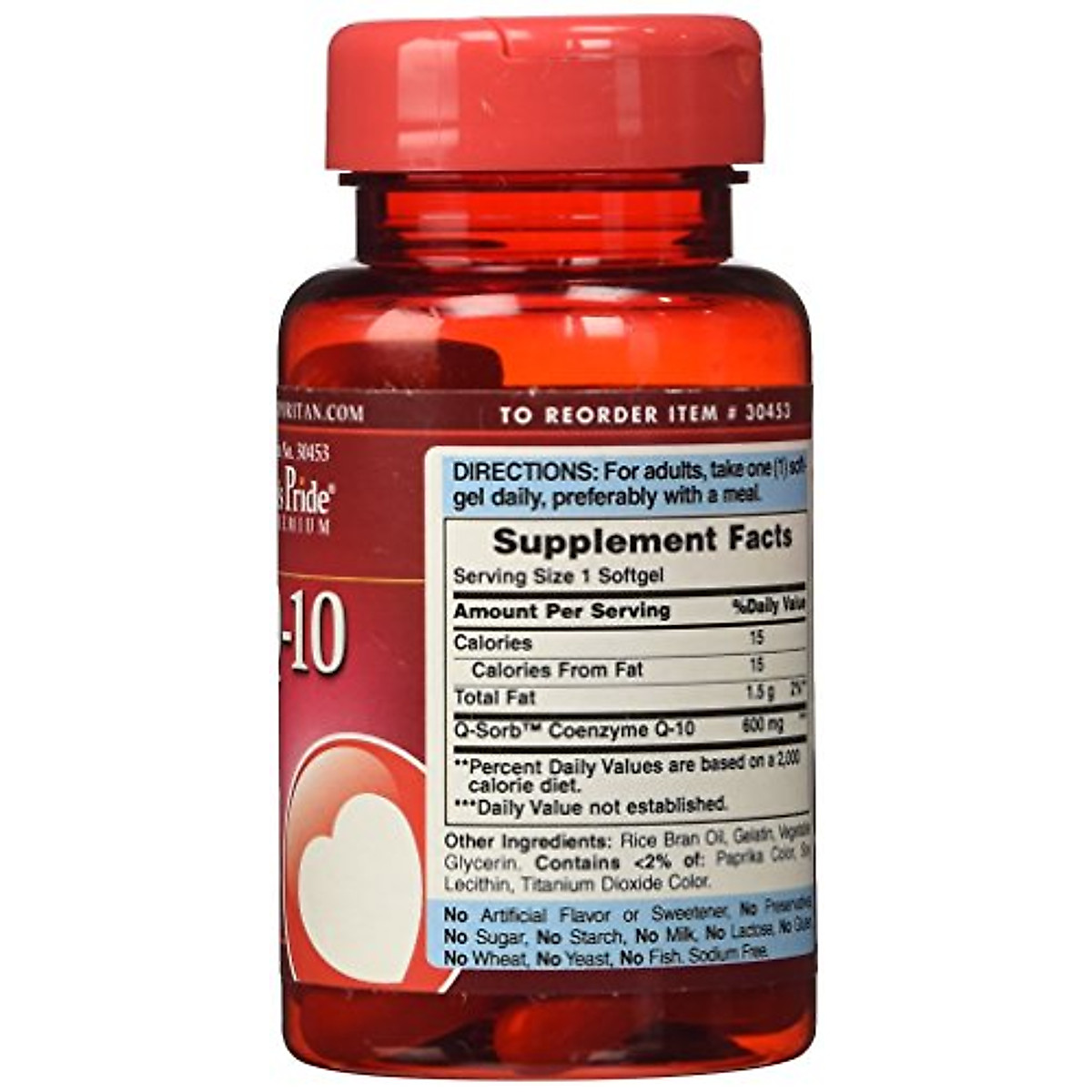 Puritan's Pride Q-Sorb CO Q-10 600 mg-30 Softgels