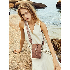 CLUCI Small Crossbody Bags for Women Leather Cell Phone Shoulder Purses Brown