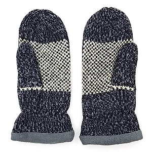 BRUCERIVER Women Snowflake Knit Mittens with Warm Thinsulate Fleece Lining Size M (Black)