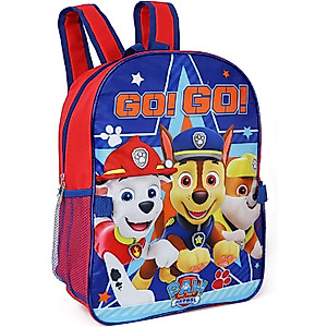 Ruz Paw Patrol Boys 16 Inch Backpack With Removable Matching Lunch Box Set (Red-Blue)