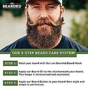 Live Bearded: Beard Oil and Beard Butter Grooming Kit - Tombstone - All-Natural Ingredients with Shea Butter, Argan Oil, Jojoba Oil and More - Beard Growth Support - Made in the USA
