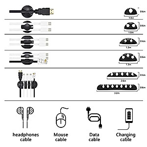 204pcs Cord Management Organizer Kit ,include 4 Cable Sleeve Split with 45 Self Adhesive Cable Clips Holder, 5 Rolls and 30 pcs Adhesive Ties, 100 Nylon Fasten Cable Ties for TV Office Car Desk Home
