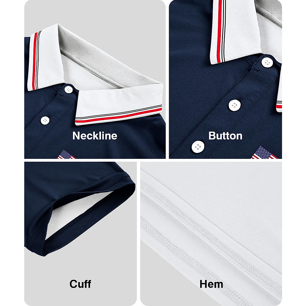 ZITY Golf Polo Shirts for Men Short Sleeve Athletic Tennis T-Shirt Navy White XL