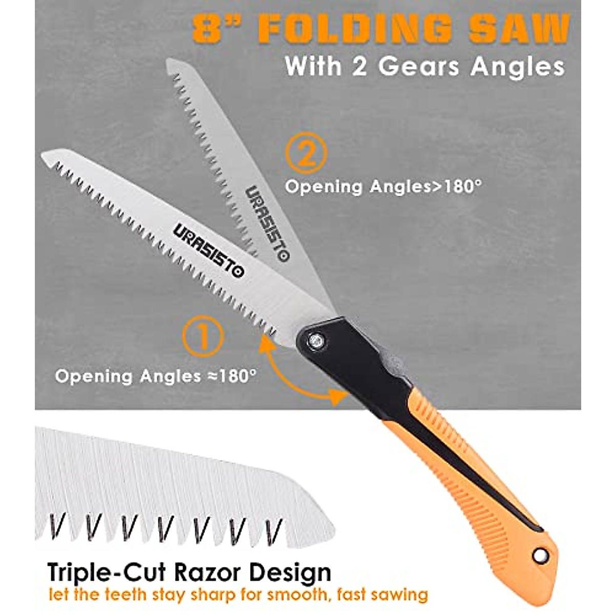 Garden Tool Set URASISTO Folding Saw, Garden Pruning Shears,Gardening Tool Kit with Roll Up Carry Bag Included, Ideal Garden Tool Kit Gifts for Women and Men