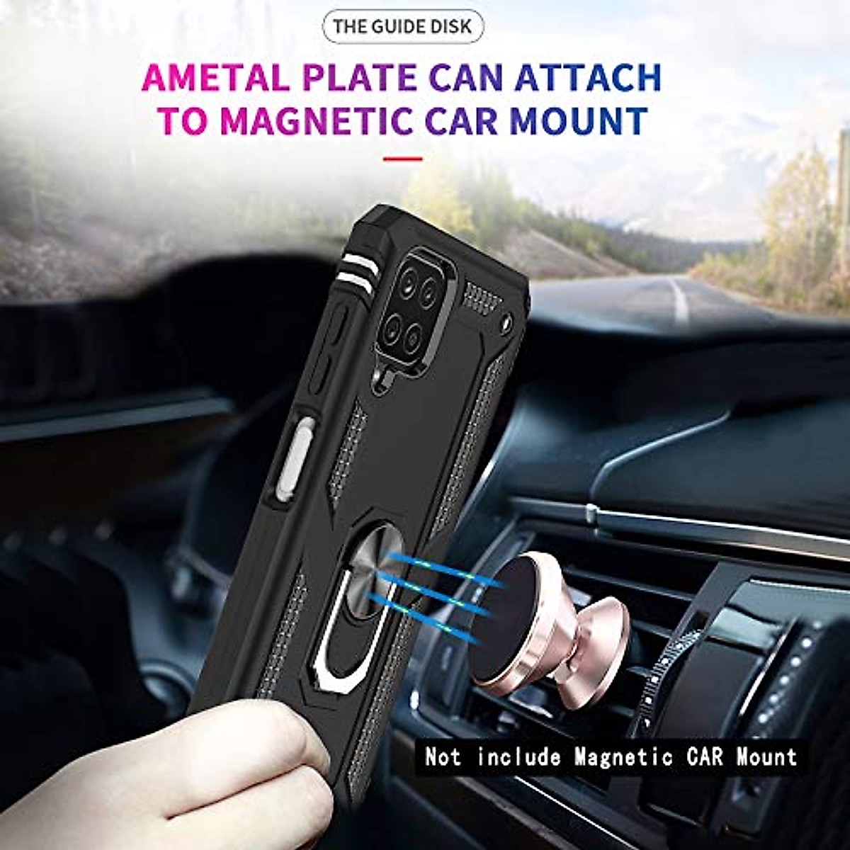 LeYi for Samsung Galaxy A12 Case, Samsung Galaxy A12 Phone Case with [2 Pack] Tempered Glass Screen Protector, [Military-Grade] Ring Kickstand Phone Case for Samsung A 12 5G, Black