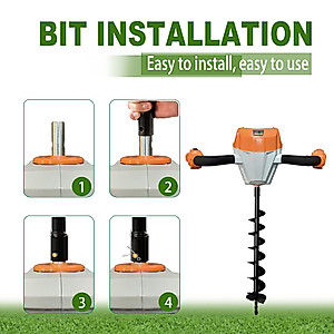 LONGRUN Earth Auger Drill Bit for Garden Fence Post, 4" x 31.5" Post Hole Auger, 0.79”(20mm) Inner Shaft Auger Bit for Planting Trees and Bedding, Bulbs, Seedlings, Gardening, Large Fencing Digger
