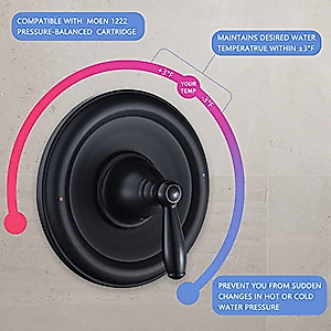 Pressure Balancing Tub and Shower Trim Kit, Compatible with Moen Posi-Temp Valve, Matte Black
