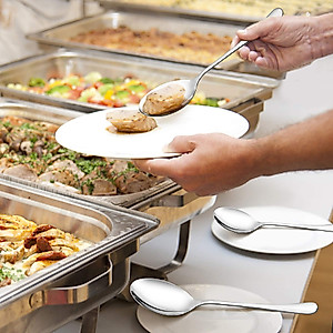 LIANYU Serving Spoon Set of 6, 9.8 Inch Stainless Steel Large Dinner Buffet Catering Banquet Serving Spoons, Mirror Finish, Dishwasher Safe