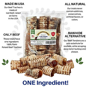 Green Butterfly Brands Dog Chews – Beef Trachea Dog Treat Chew Made in USA. Grass Fed Farm-Raised American Beef. Glucosamine Rich for Healthy Joints. All Natural Dental Chew (3" 16 OZ)