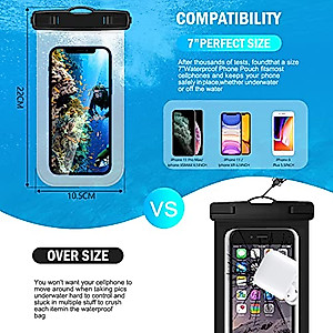 v-Golvin Universal Waterproof Phone Pouch IPX8 Underwater Case Cell Phone Dry Bag for iPhone 13 12 11 Pro Max SE 2020 XS Max XR 8 7 6s Plus S22 S21 Note 20 Ultra & Smart Phones Up to 7"-Black+Teal