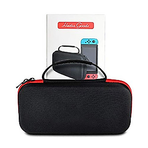 Daydayup Switch Case and Tempered Glass Screen Protector Compatible with Nintendo Switch - Deluxe Hard Shell Travel Carrying Case, Pouch Case for Nintendo Switch Console & Accessories, Streak Red