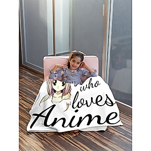 Anime Girl Just A Girl Who Loves Anime Blanket Throw, Flannel Fleece Microfiber Lightweight Soft Cozy Luxury for All Season in Home Bed Sofa Chairs Dorm 50"x40" Blanket for Kids
