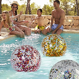 Muised 5PC Transparent PVC Inflatable Beach Ball Elastic Beach Ball Confetti Ball Pool Beach Outdoor Toys, Beach Sand Outdoor Water Games Toddler Bath Toys Pool Party Favors