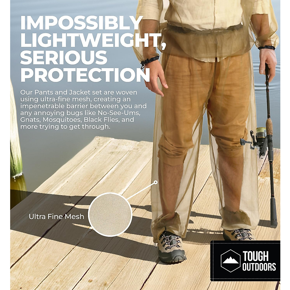 Tough Outdoors Mosquito Jacket - Bug Jacket with Hood for Men and Women - Mosquito Net Jacket for Gardening & Outdoor Protection from Bugs, Flies, Gnats - Green/Jacket Only, Small-Medium