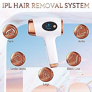 Aopvui At-Home IPL Hair Removal for Women and Men, Permanent Laser Hair Removal 999900 Flashes for Facial Legs Arms Whole Body Treatment