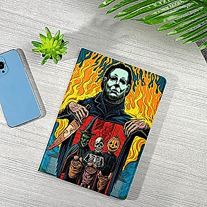 Cool Tablet Case for Samsung Galaxy Tab S6 Lite Case 10.4 Inch,Horror Movie Pattern Halloween Design Cases for Women Men, PU Leather Folio Xmas Back Cover Funda for Samsung Tab S6 Lite 2022/2020, Fire