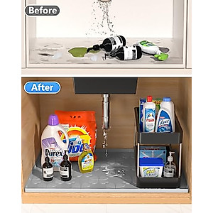 Waterproof Under Sink Mat for 34" x 22" Cabinet Protector, Silicone Sink Mat for Kitchen and Bathroom, Easy to Clean Kitchen Cabinet Liner Under Sink Drip Tray for Leaks