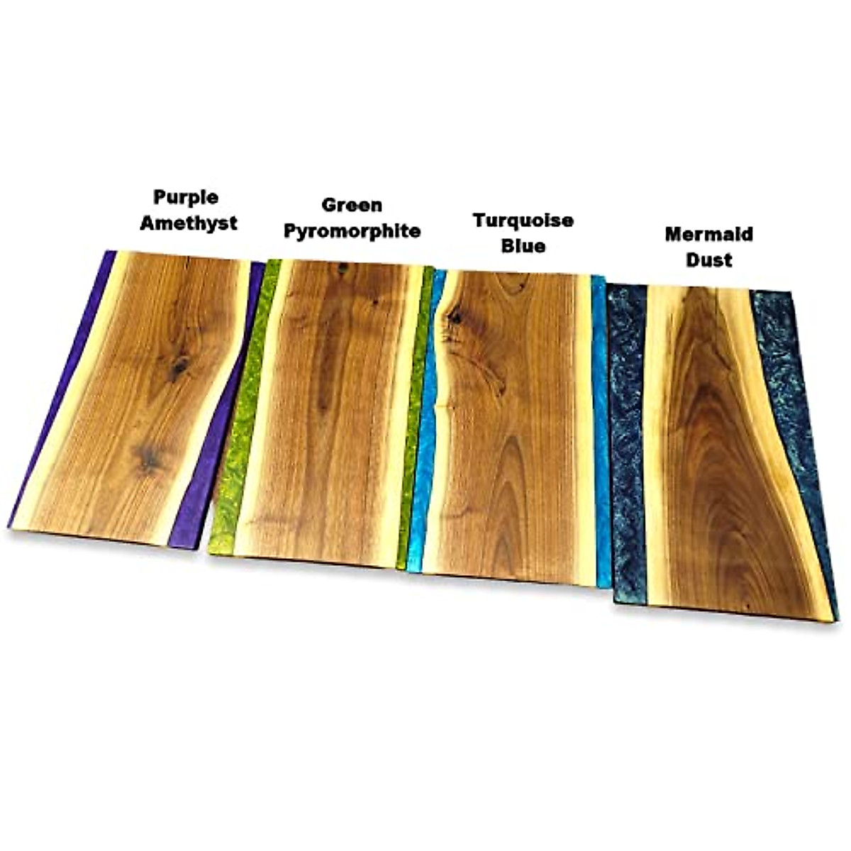 CUSTOM | Black Walnut Live Edge Epoxy River Resin Serving Charcuterie Board | Wood Rustic Serving Tray | Birthday Wedding Housewarming gift (Large 12"X24", 18 Mermaid Dust/NO FLAKE)