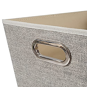 Simplify Large Grommet Bin in Faux Jute Storage Basket, Beige