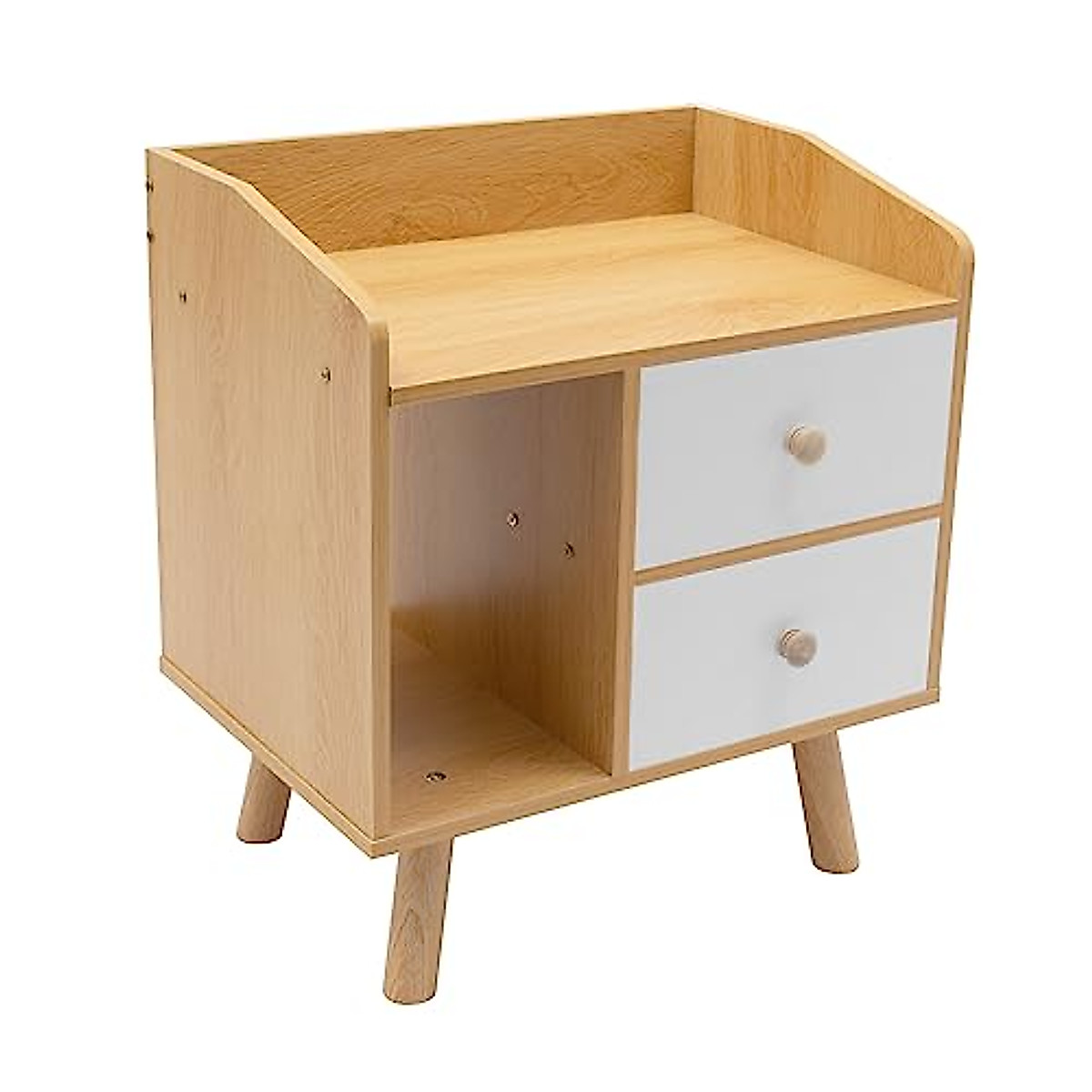 WaShaRoom Nightstand, 2 Drawer Dresser for Bedroom Maple Color Bedside Table with Drawer, Bedside Table End Tables Living Room, File Cabinet Storage with Sliding Drawers and Shelf for Home Office