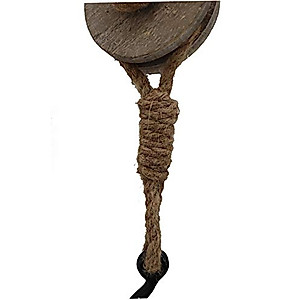 Parisloft Industrial Decorative Iron Faux Pulley Tackle with Jute Rope and Hook 23 x 4 x 4.5 Inches (Black)