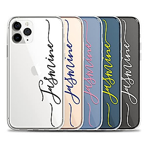 Case Charming Clear Case Personalized Name for iPhone 14 Pro Max 13 mini 12 11 XS XR X 10S 10R 10 8 Plus 7 SE Custom Handwriting Style Slim Flexible Soft Tpu Cover