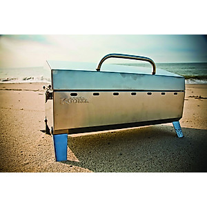 Kuuma "Kuuma Premium Stainless Steel Mountable Charcoal Grill w/Inner Lid Liner by Camco -Compact Portable Size Perfect for Boats, Tailgating and More - Stow N Go 160"" (58110)", silver