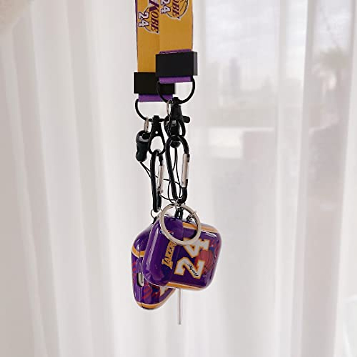 Purple Laker with Basketball Sports Brand Style Lanyard Keychain AirPod 1/2 Case, Personalised and Unique Process TPU Soft AirPods Case Cover. Suitable for Fans Boys Girls Teens