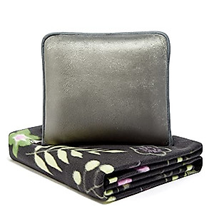 forestfish Portable Travel Blanket Airplane Compact with Bag, Fleece Throw Blanket Cozy Soft for Camping Train 60" x 40", Flower