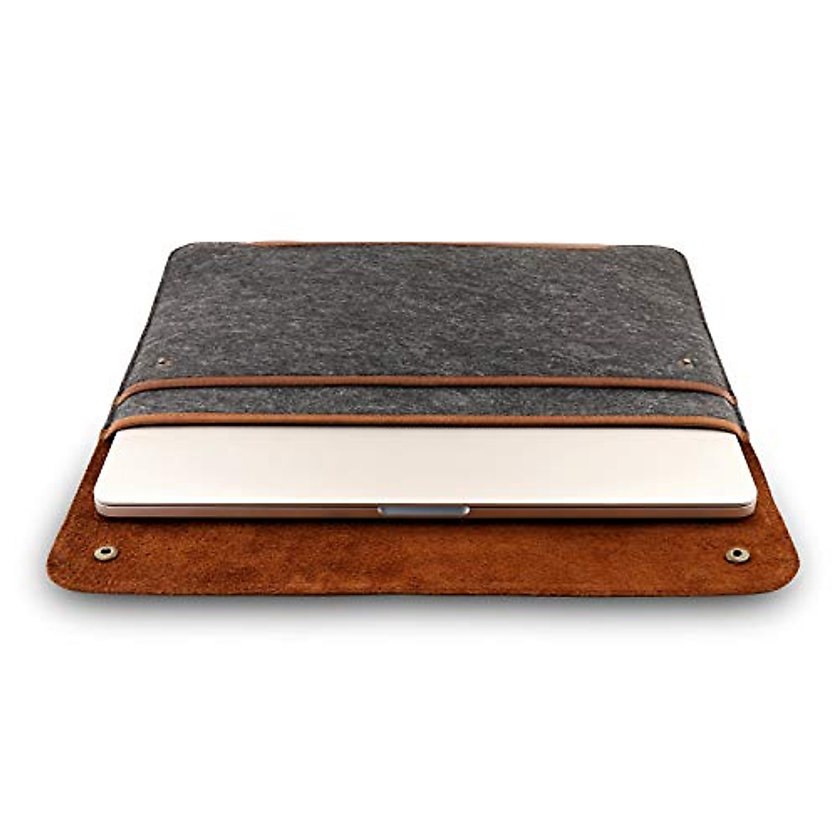 MegaGear Genuine Leather and Fleece MacBook Bag Laptop Sleeve for MacBook Pro and MacBook Air Case 14 Inch - 13 Inch (M4, M3, M2, M2, M1, Pro, Max) 13.3 Inch, iPad Pro 12.9 Inch - 2020 to 2024 Models