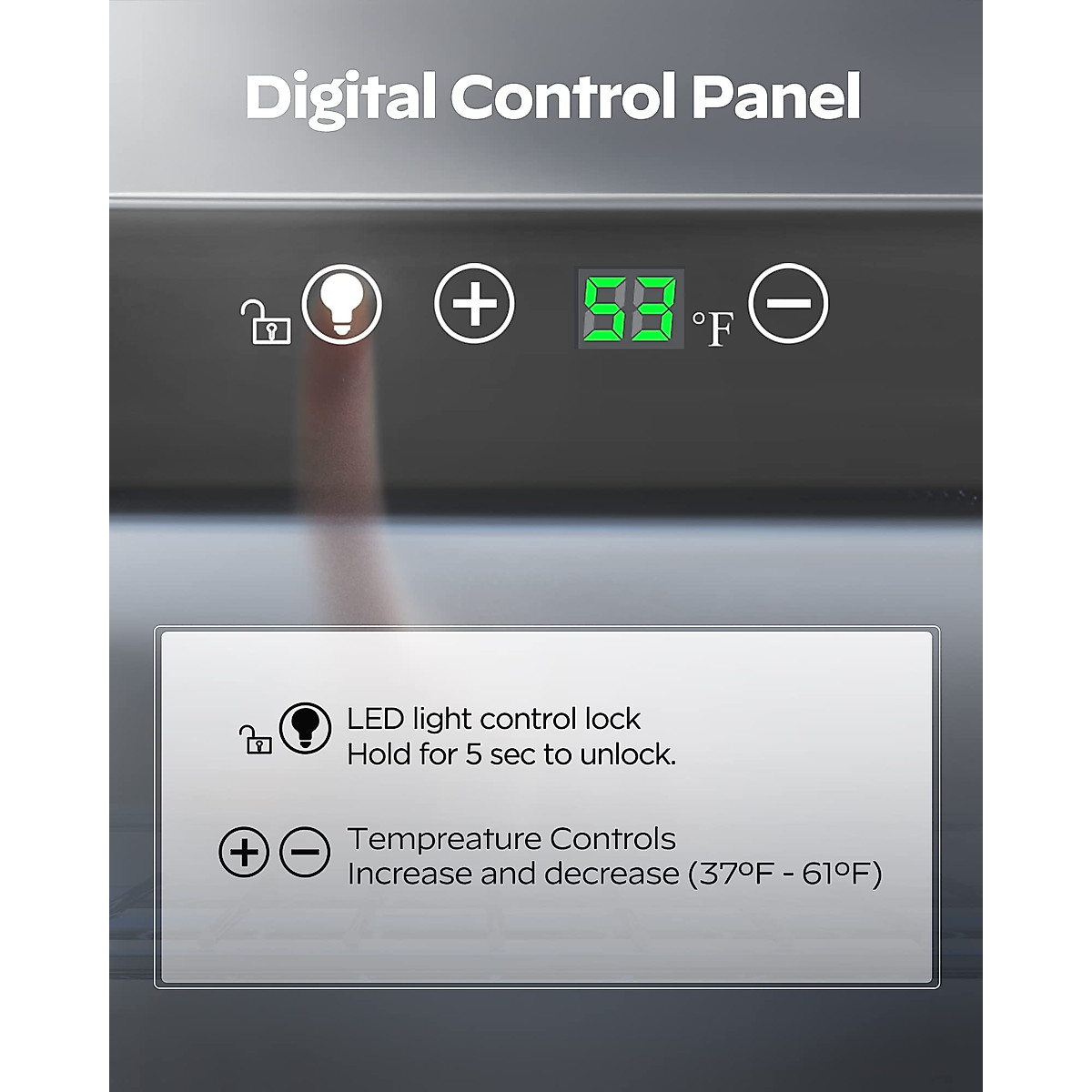 Silonn 24 Bottle Wine Cooler/Cabinet Beverage Refrigerator,Small Mini Wine Cellar for Red,White,Champagne or Sparkling Wine,40f-61f Digital Temperature Control Wine Fridge Glass Door